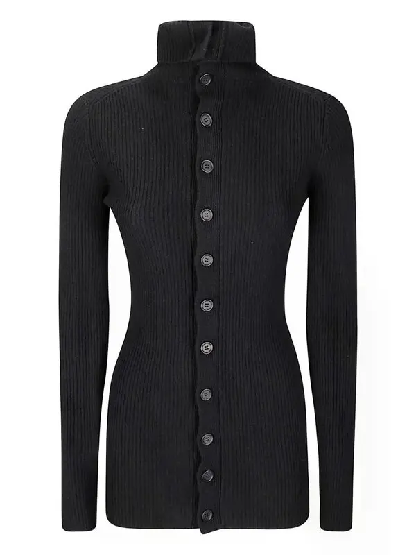 Yohji Yamamoto High-neck Ribbed Buttoned Cardigan