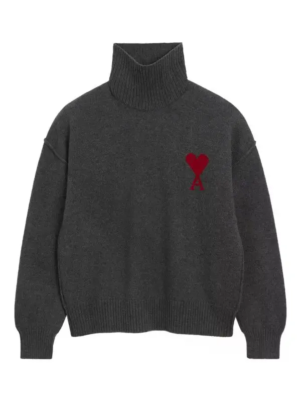 Ami De Coeur Funnel-neck Wool Sweater - Grey