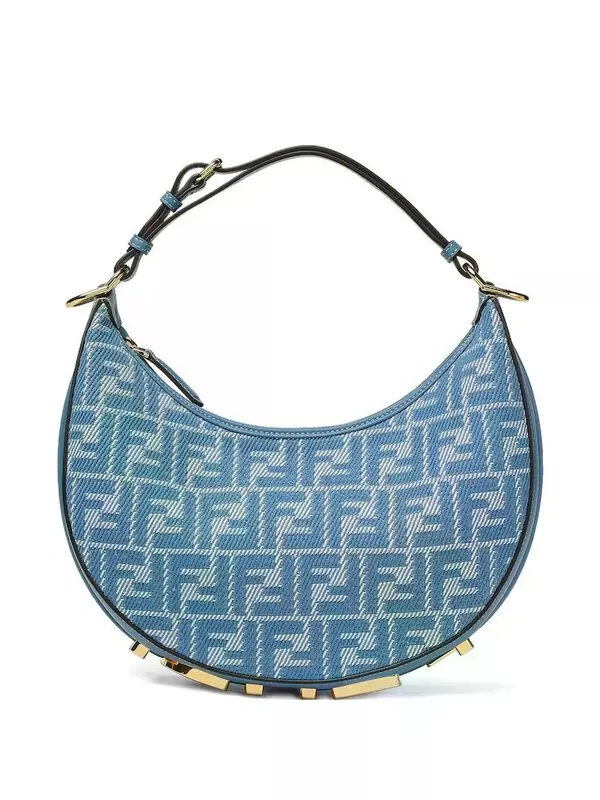Fendi Logo Crescent Shoulder Bag - Blue