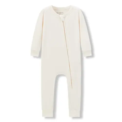 MILKBARN Luxe Solid Zipper Pajama - Salt