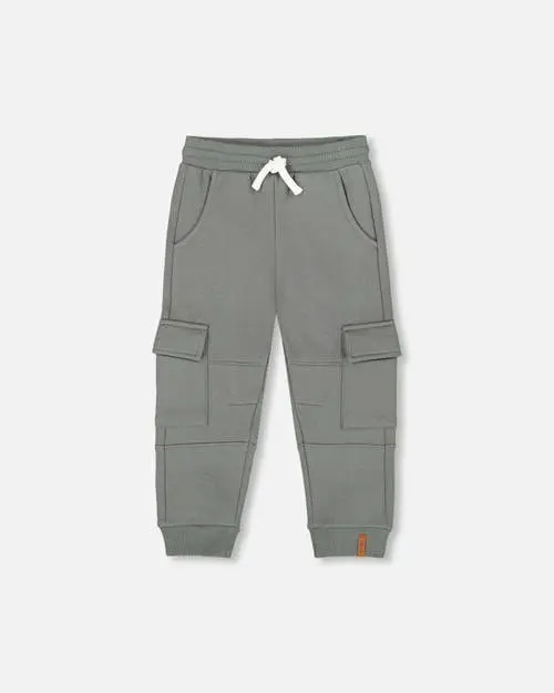 DEUX PAR DEUX Fleece Sweatpants With Cargo Pockets - Green Gray