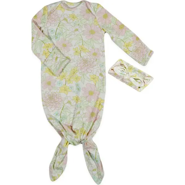 EVERLY GREY Long Sleeve Knotted Gown & Headwrap Set - Begonia