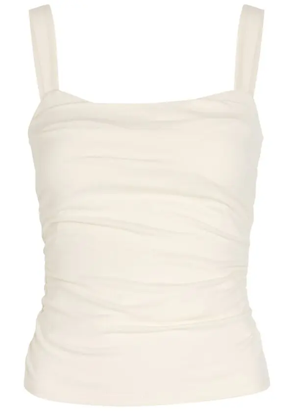 REFORMATION Ruched Stretch-cotton Top - Cream