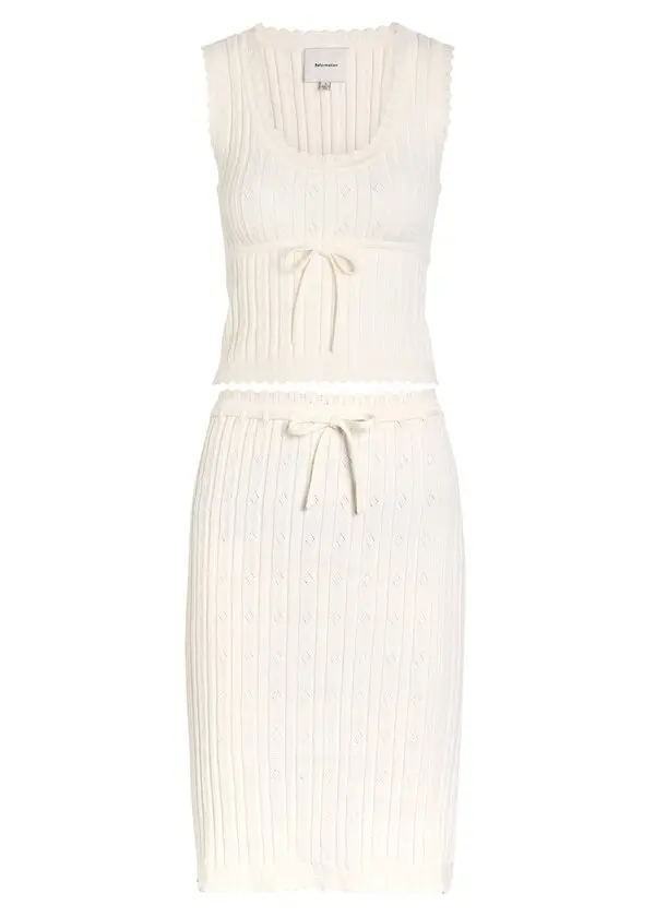 REFORMATION Erin Pointelle Stretch-cotton Top And Skirt Set