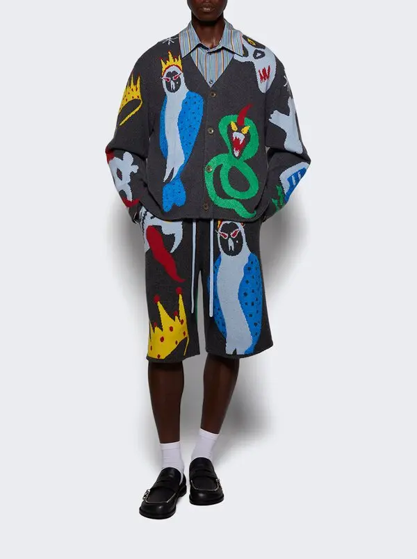 THE ELDER STATESMAN Relaxed Fit Mythical Creatures Cardigan - Multi