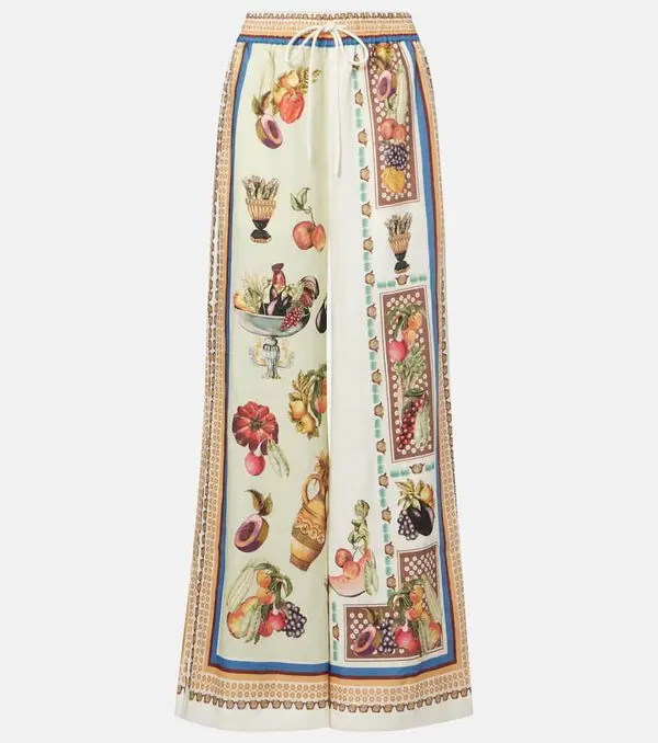 ALEMAIS Alémais Mercado Printed Linen Wide-leg Pants - Multicoloured