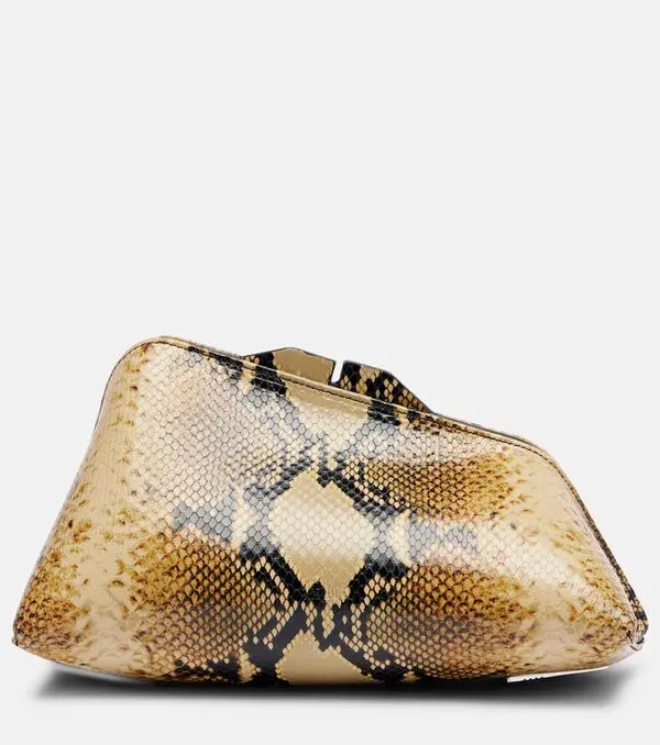Attico 8.30 Pm Snake-effect Leather Clutch - Beige