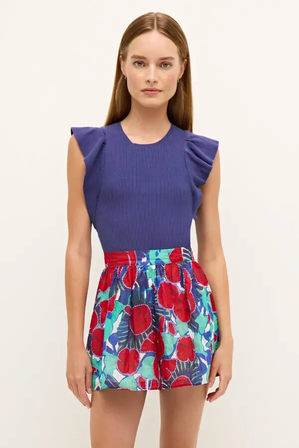 MARIE OLIVER Cleo Floral Embroidered Cotton Organza Shorts - Lilypad