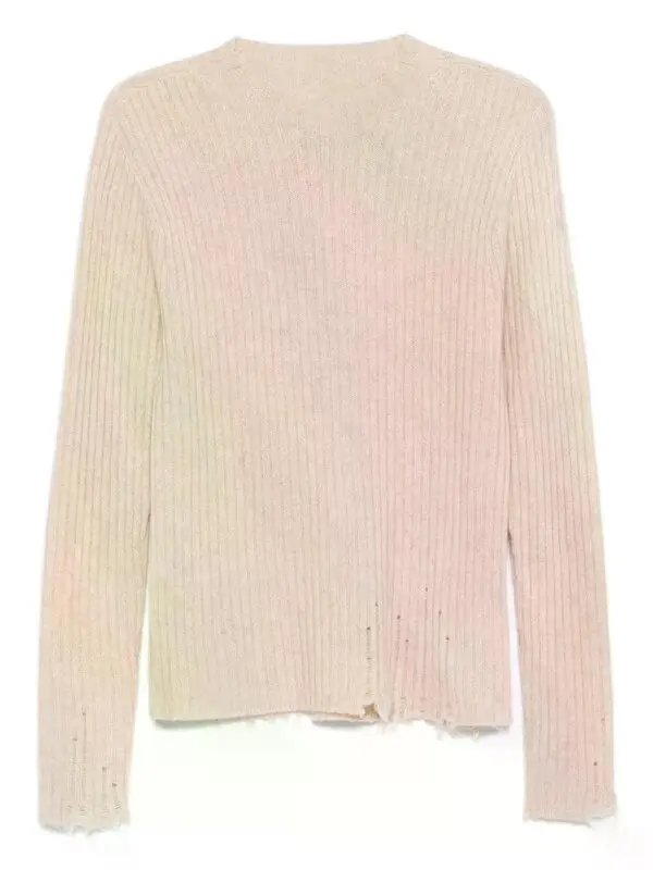 UMA WANG Ribbed Sweater With Frayed Trims