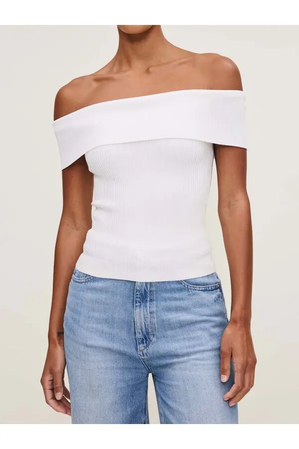 DL1961 Off-the-shoulder Ribbed Top - White