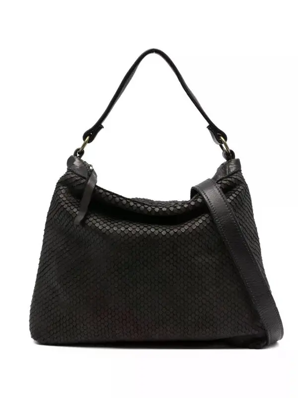 SOMMET Medium Leather Tote Bag - Black
