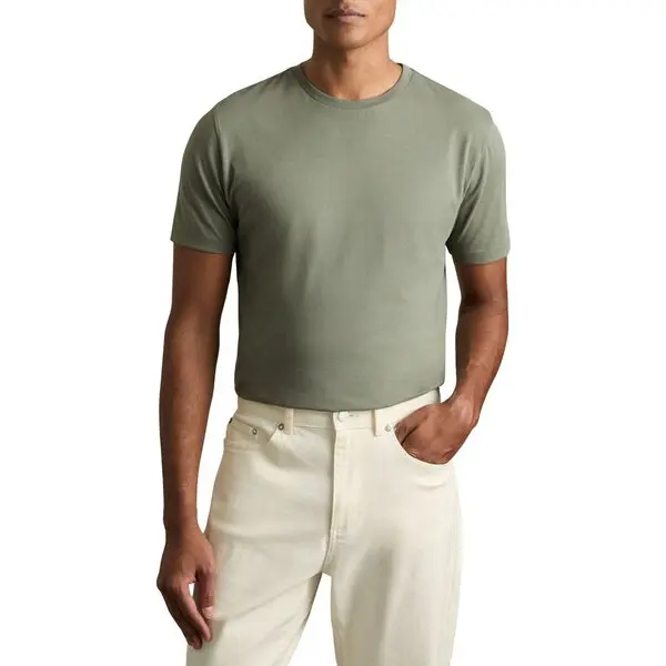 REISS Bless Cotton T-shirt - Dark Sage