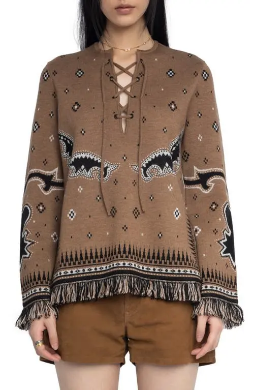 Zadig&Voltaire Leon Western Merino Wool Sweater - Daim