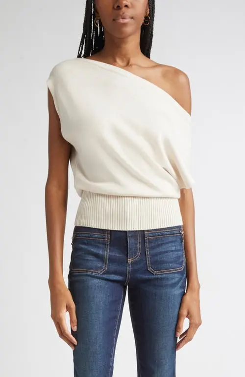 Ramy Brook Chet One-shoulder Wool Sweater - Bone