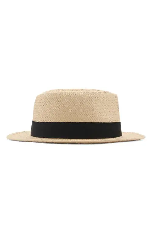 Mango Woven Straw Fedora - Beige
