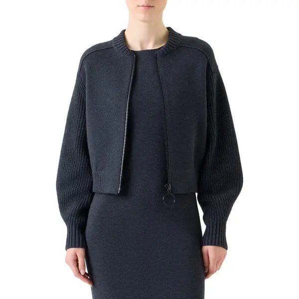 Akris Stretch Virgin Wool Bomber Jacket