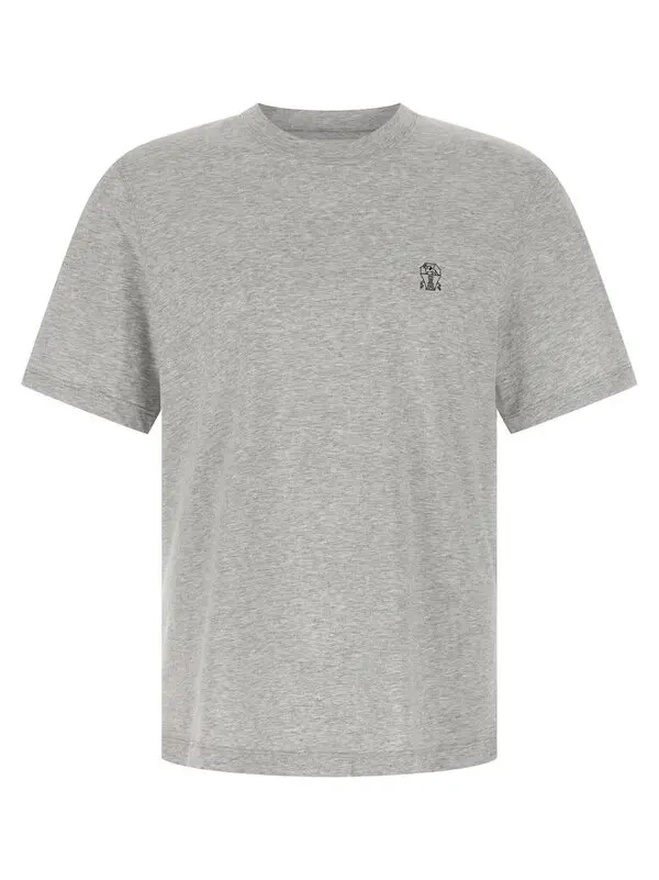 Brunello Cucinelli Logo Print T-shirt - Gray