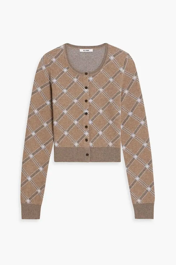 RE/DONE Jacquard-knit Cropped Cardigan