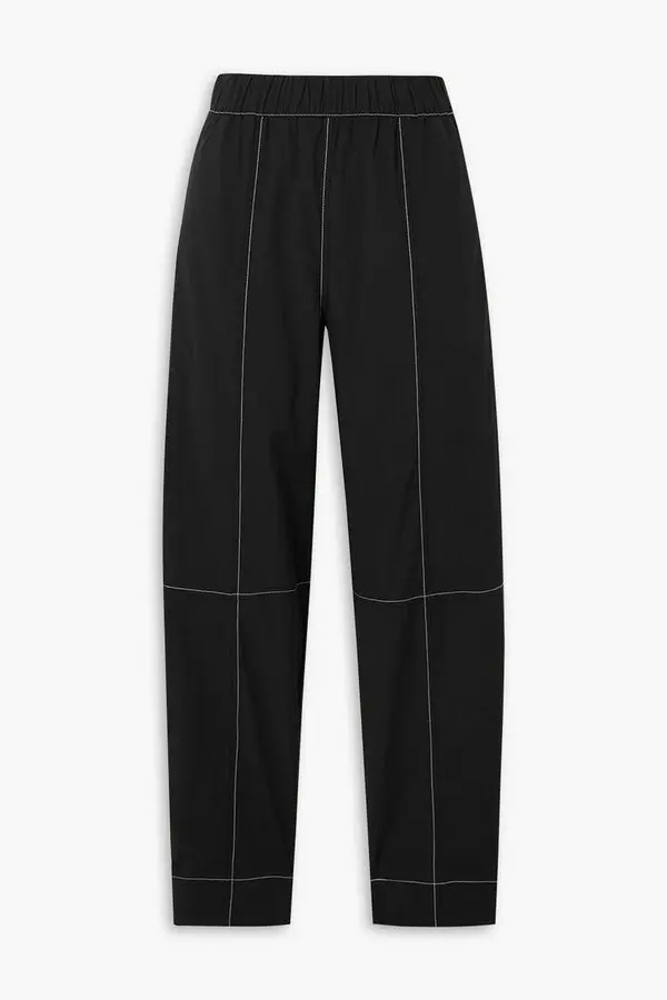 GANNI Cotton-blend Crepe Tapered Pants