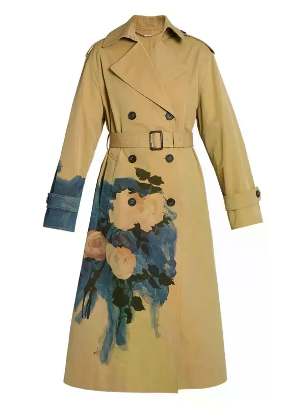 Erdem Floral-print Belted Trench Coat - Neutrals