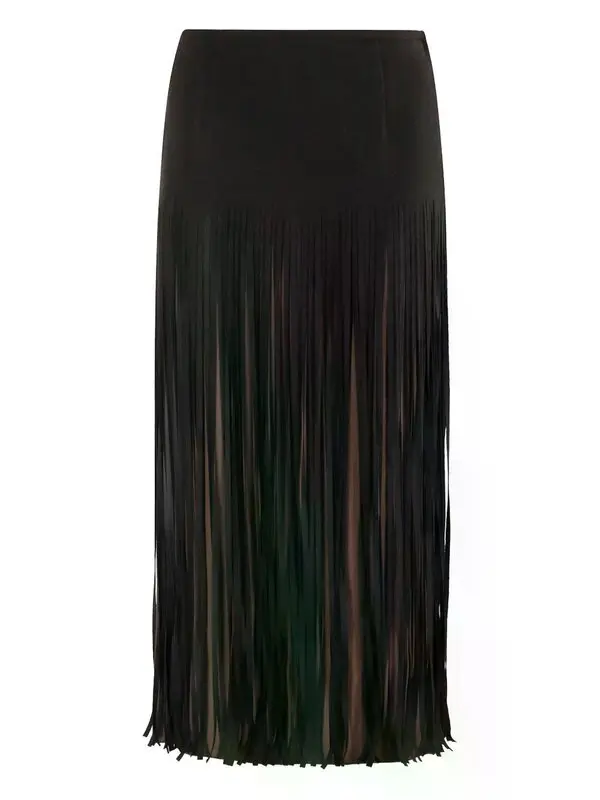 TELA Fringe-detail Midi Skirt - Brown