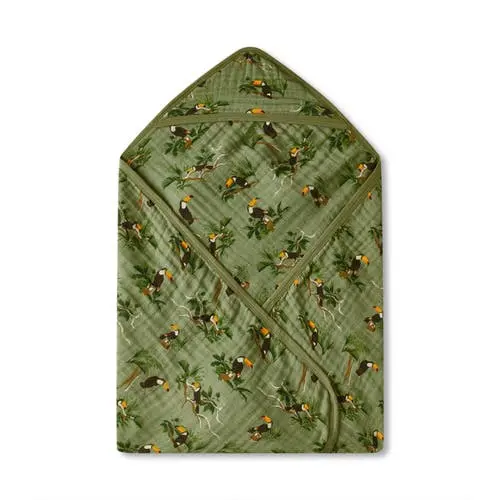 MILKBARN Organic Cotton Hooded Swaddle - Toucan