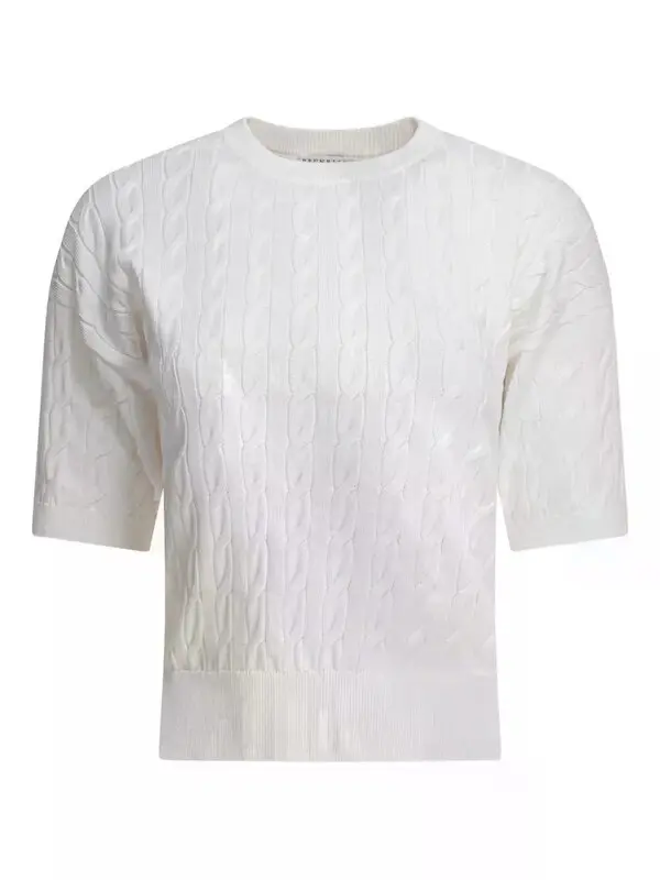 Brunello Cucinelli Cable-knit Short-sleeve Top
