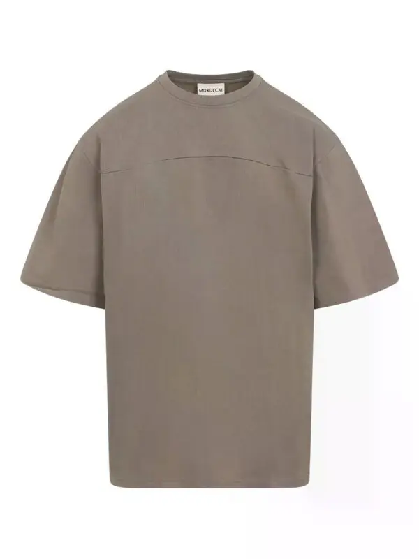 MORDECAI Stripe-detail Cotton T-shirt - Brown