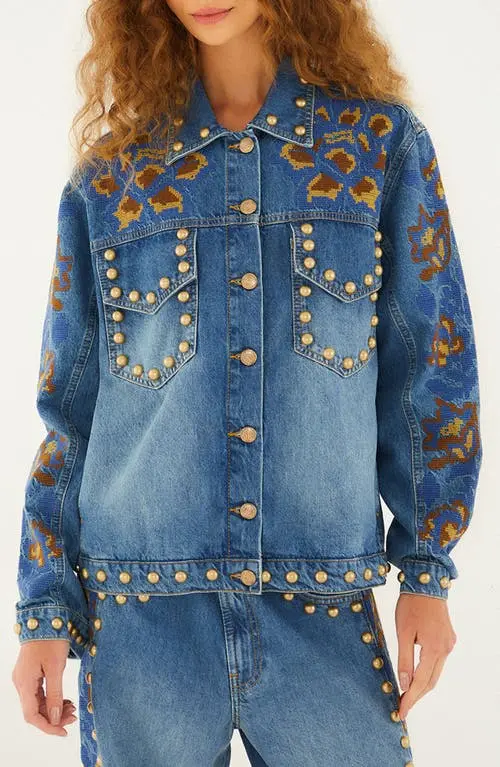 Farm Rio Embroidered Studded Jacket