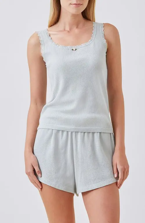 PAPINELLE Claire Waffle Knit Short Pajamas - Sage