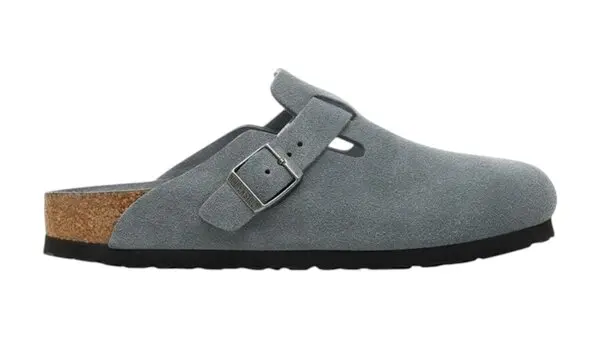 BIRKENSTOCK Boston Soft Footbed Suede Leather Clogs - Basalt Gray Tonal