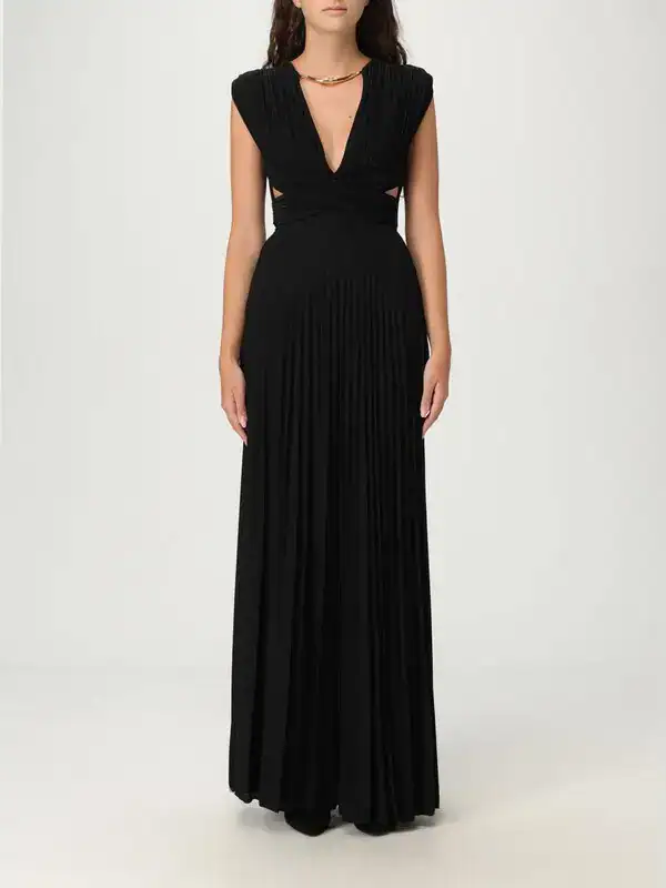 chiffon long dresses for women Ladivine V-Neck A-Line Prom Dress with Long Sleeves Black / 8 main image 0