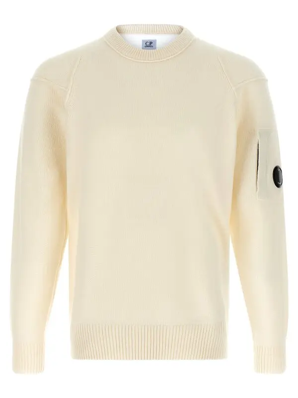 C.P. COMPANY Lens Wool Sweater - White