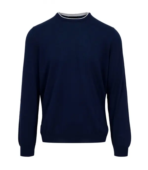 FAY Cotton Regular Fit Sweater - Blu+grigio