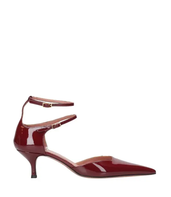 ALDO CASTAGNA Patent Leather Pumps With Ankle Straps - Bordeaux