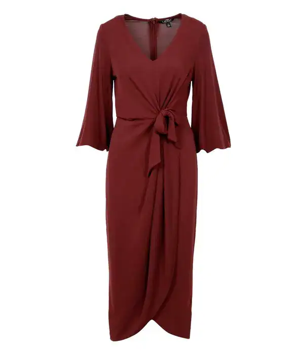 Ralph Lauren Knot-Front Jersey Dress - Bordeaux | Editorialist