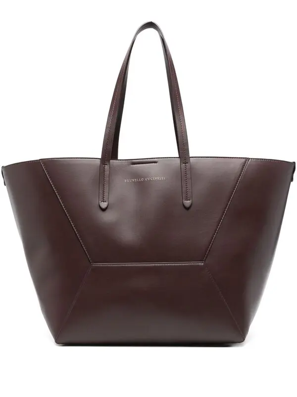 Brunello Cucinelli Leather Tote Bag - Bordeaux