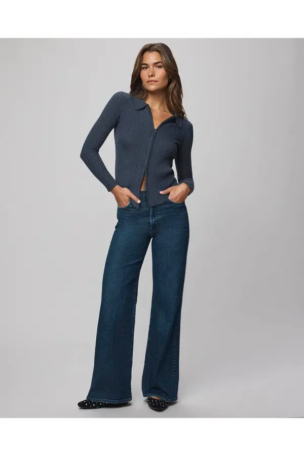Splendid Cashblend Two-way Zip Sweater - Navy