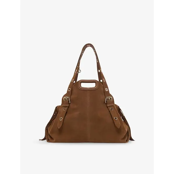 Maje Suede Shoulder Bag - Camel