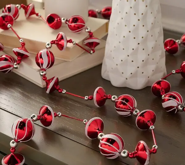 VALERIE PARR HILL Set- 6' Glass Peppermint Garlands Valerie