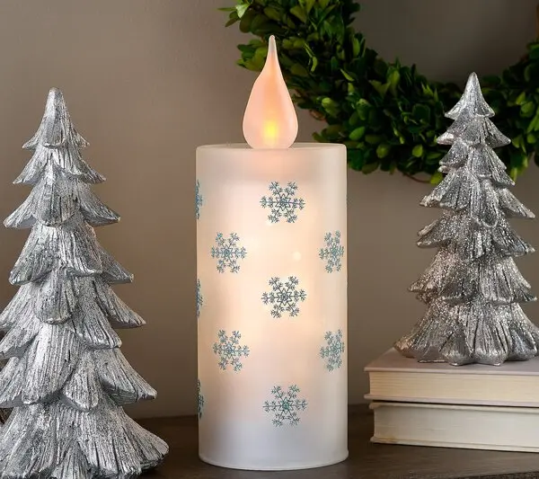 VALERIE PARR HILL As Is Illuminated Glass Snowflake Candle Valerie