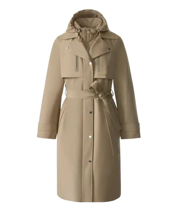 Mackage Siobhan Down Trench Coat With Removable Bib - Light Camel