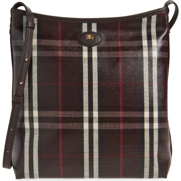 Burberry Small Highlands Coated Canvas Crossbody Bag - Mahogany