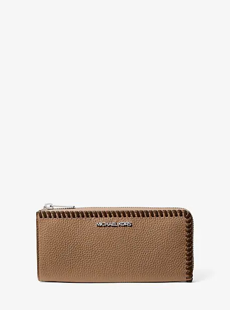 Michael Kors Jet Set Large Pebbled Leather Quarter-zip Wallet - Brown