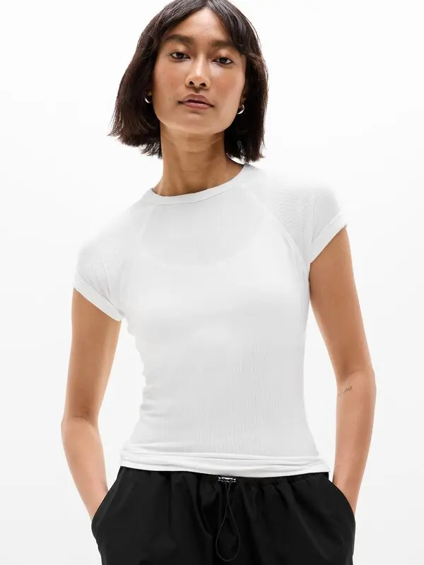 Athleta Perfect Rib Fitted Tee - Bright White