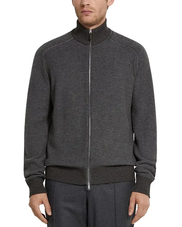 Zegna Casheta Cashmere & Silk Melange Cardigan - Dark Brown/grey