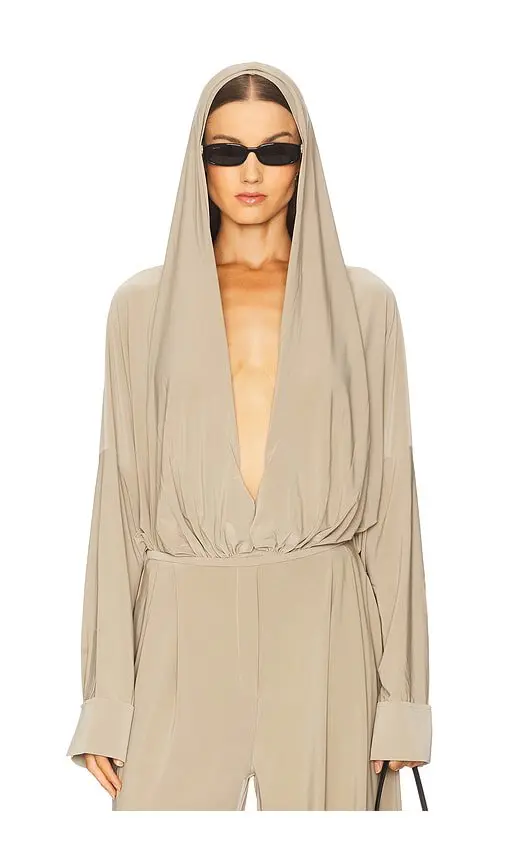 Norma Kamali Hooded Shirt Bodysuit