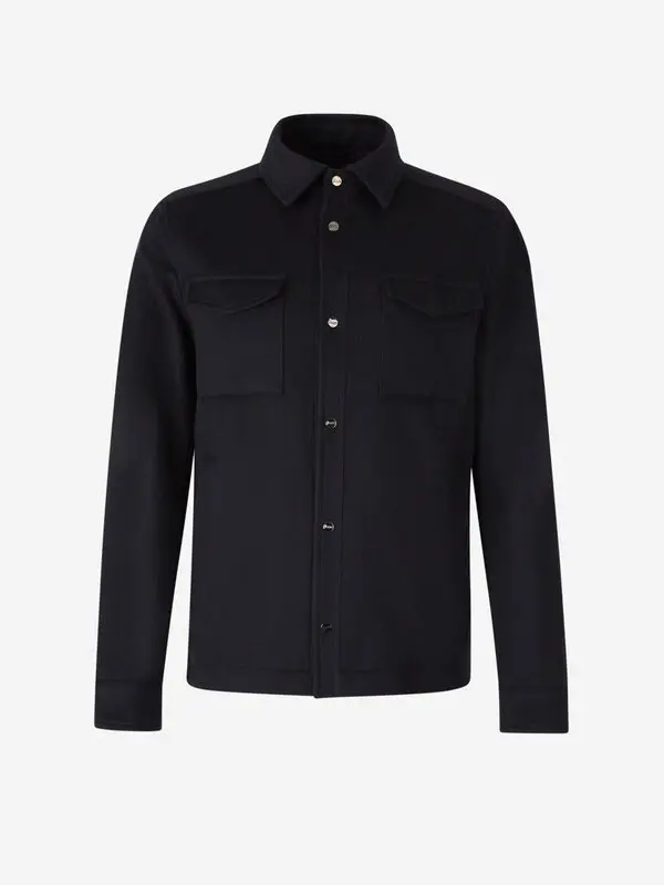Herno Wool And Cashmere Overshirt - Midnight Blue