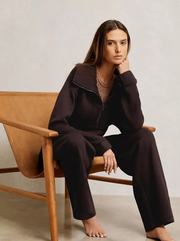 REISS Laney Interlock Half-zip Sweatshirt - Plum
