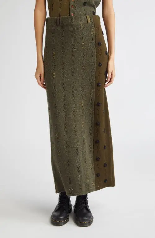 YANYAN Daisy Colorblock Lambswool Maxi Skirt